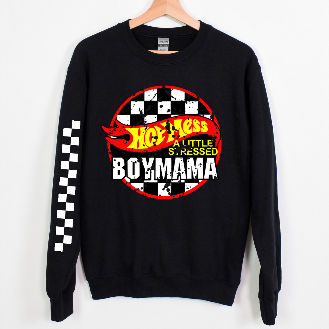 Hot Mess Boy Mama Black Crew – Charlie Grey